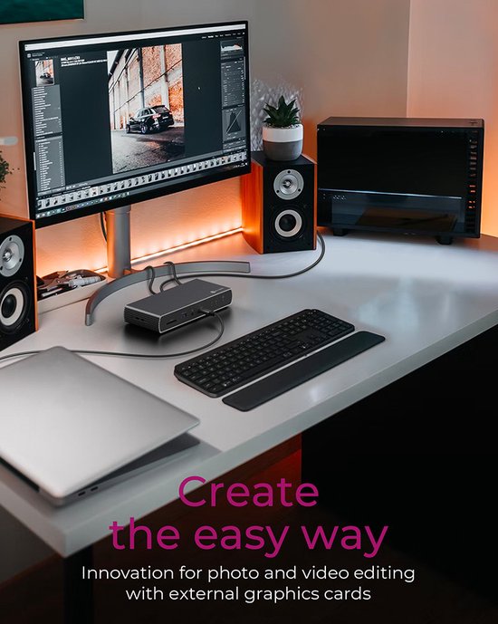 ICY BOX IB-DK8801-TB4 Bedraad Thunderbolt 4 Antraciet, Zwart | bol