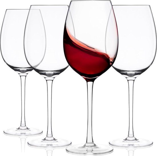 Set of 4 530ml Wine Glasses - Robust and Elegant Red & White Wine Glass ...