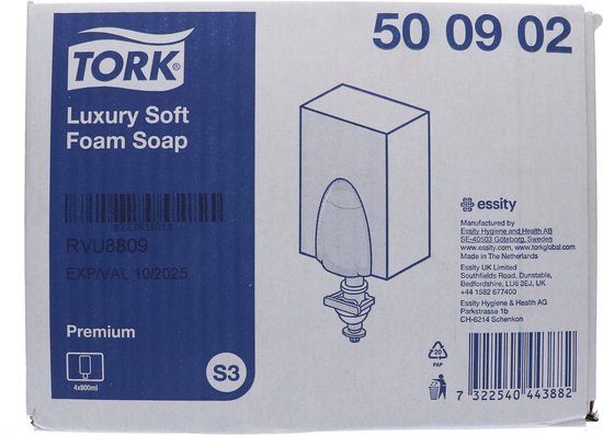 Tork Luxe Zachte Schuimzeep S3, 4 x 800ml (500902) | bol