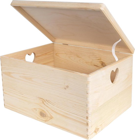 Grote Houten Documenten Opberg-Kist 40x30x24cm - Met Deksel en Handvat ...