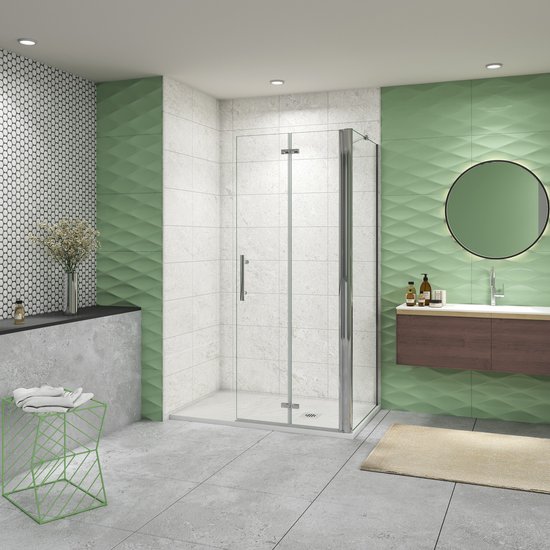 Douchewand-Inloopdouche 80x110x185cm 2 delig inklapbaar 6mm NANO ...