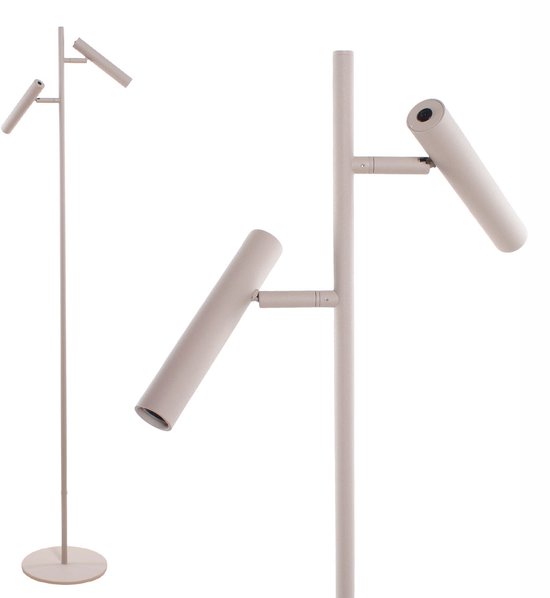 Pierro Vloerlamp - 2-lichts leeslamp - Zand/beige - 142 cm - Dimbaar | bol