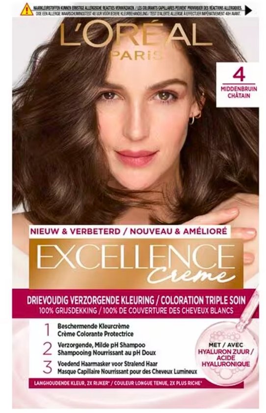 L'Oréal Paris - Excellence Crème - Middenbruin 4 - Haarverf ...