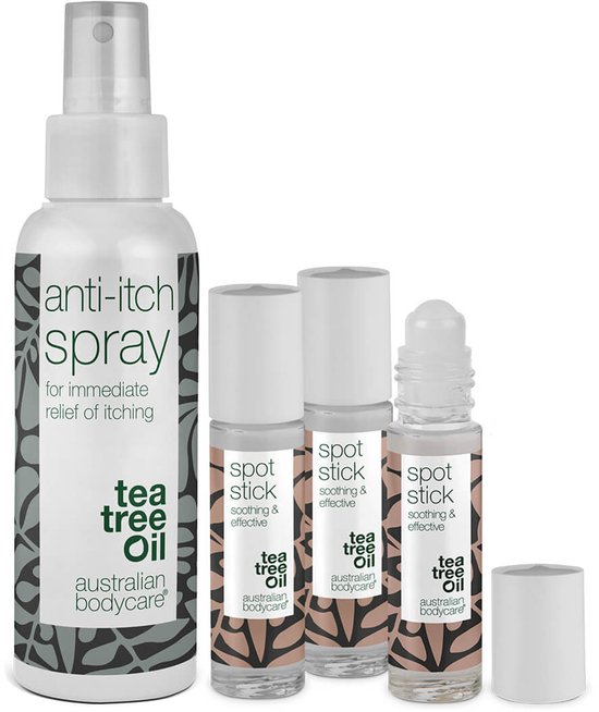 Pakket met 4 producten voor de verzorging bij muggenbult en ...