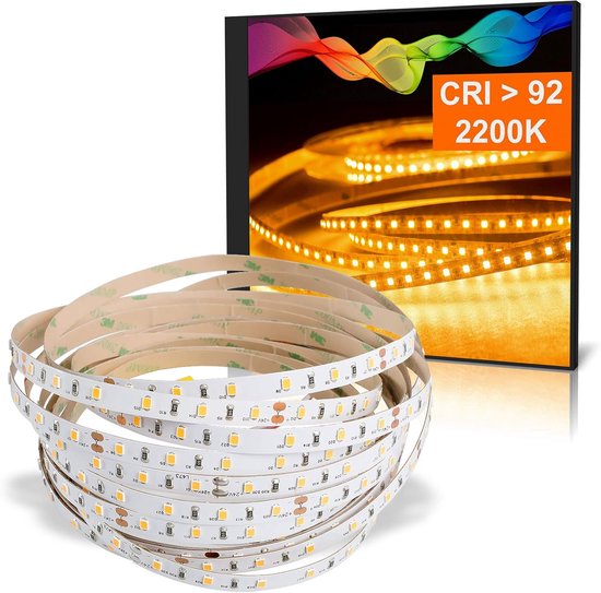 Warmwitte LED-strip 5 meter 2200K - Dimbaar, Zelfklevend, IP20 | bol