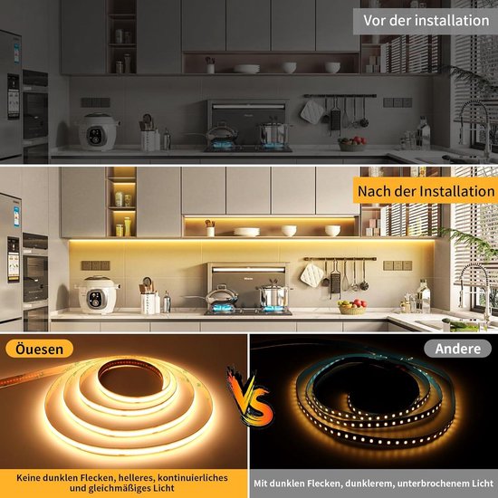 LED Strip Warm White 5M Dimmable 24V Light Strip IP44 Waterproof with ...