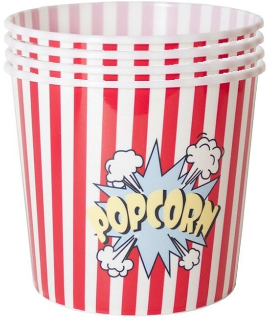 Gerimport Popcorn bak - 6x - rood/wit - kunststof - D24 - 9 liter ...