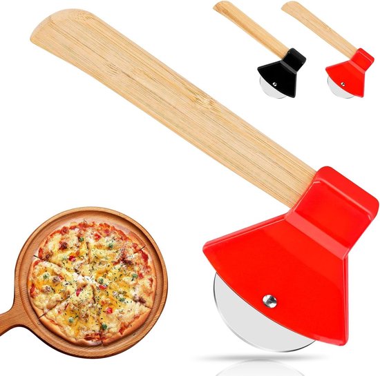 Funny Pizza Wheel Axe Pizza Cutter with Wooden Handle - Set of 2 | bol
