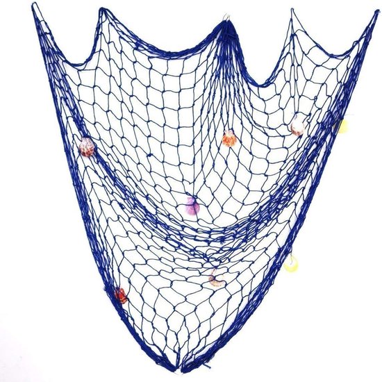 Mediterrane Stijl Visnet Decoratie 150 x 200 cm met Gekleurde Schelpen ...