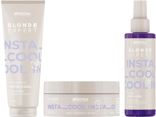 Indola Blonde Expert InstaCool Shampoo 250ml + Treatment 200ml + Spray ...
