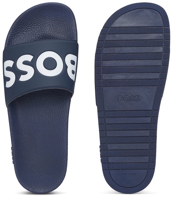Hugo Boss heren BOSS slippers contrast logo blauw | bol