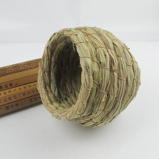 Hand Geweven Birdhouse Nest Grass Hut Handgemaakte Geweven Platte Basis ...