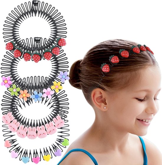 4 stuks Cartoon Volledig Circular Stretch Comb Hoofdbanden - Aardbei ...