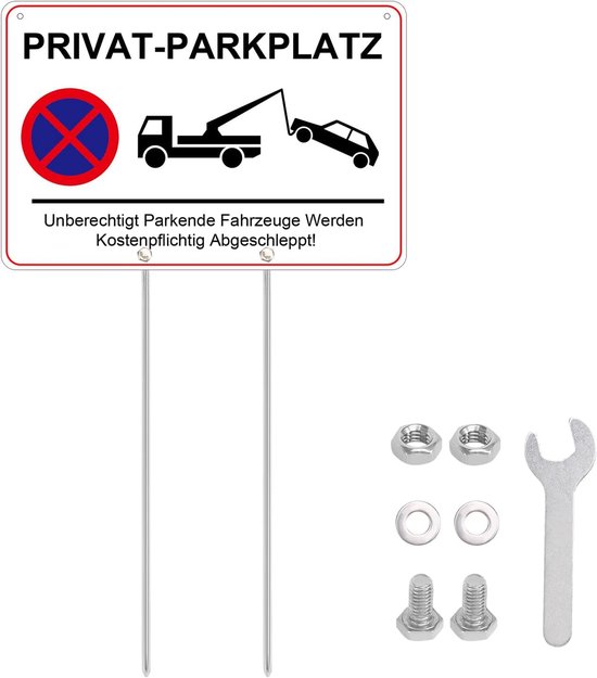 Privéparkeerplaatsbord - Parkeerverbod - 1 stuk - Aluminium - 30 x 20 ...