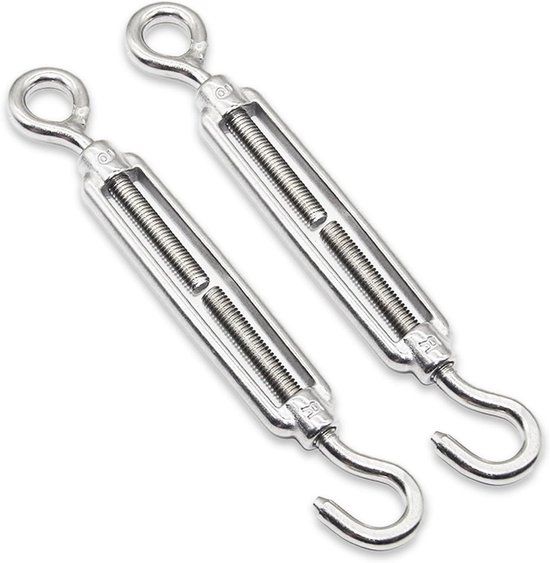 Set van 2 M4 roestvrijstalen spanschroef draadspanners met haak oog ...