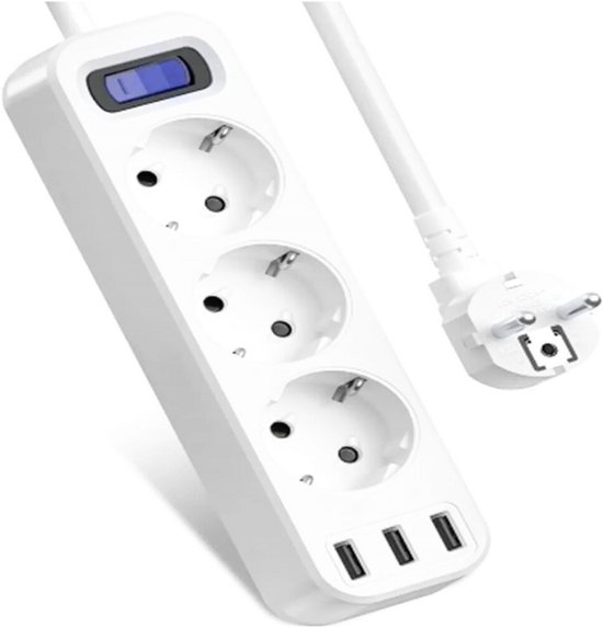 Stekkerdoos Met USB, 3-voudige Meervoudige Stekkerdoos Met 3 USB (5V/3 ...