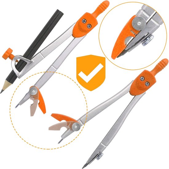 Geometrie Passer Set met Geodriehoek, Liniaal en Gradenboog - Complete ...