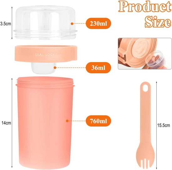 2-in-1 Yoghurthouder en Mueslibeker - Yoghurtbeker voor Maaltijd Prep met Lepel en... | bol