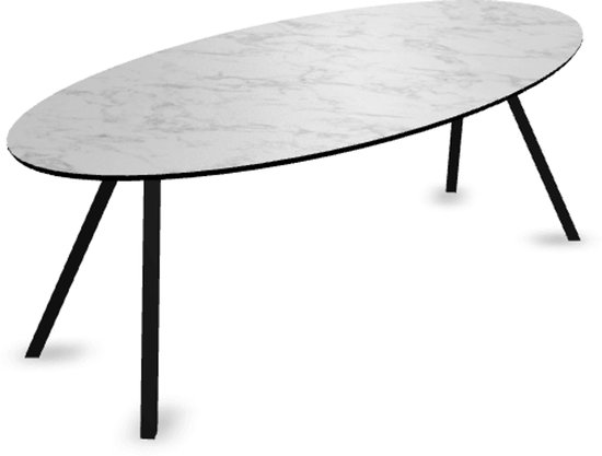 Melamine eettafel marmer wit - Ovaal - Schuine i onderstel - marmer ...