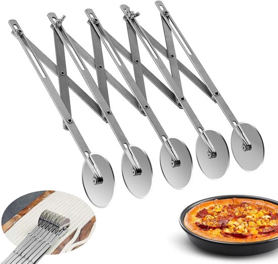 Verstelbare pizzasnijder met meerdere wielen van roestvrij staal ...