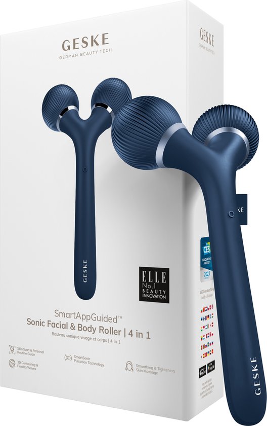 GESKE | SmartAppGuided™ Sonic Facial & Body Roller | 4 in 1 | Dermaroller | Apparaat... | bol