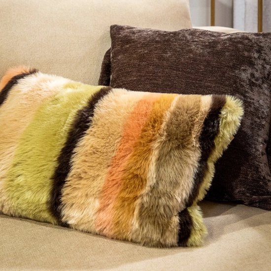 Dutch Decor CLEO - Sierkussen 30x50 cm - fluffy kussen met strepen ...
