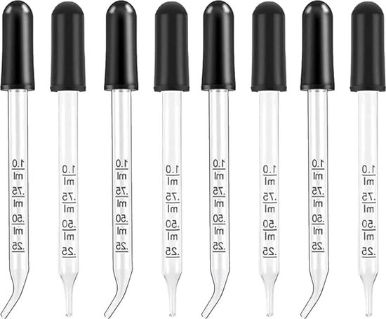 Pipetglas 1 ml - transparant glazen pipet met rubberen kop - voor ...