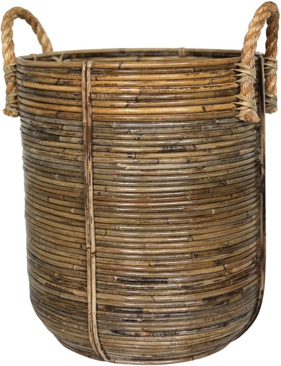 Rootz Set (M+L) Rotan wasmand rond – rotan plantenmand – Large Boho ...