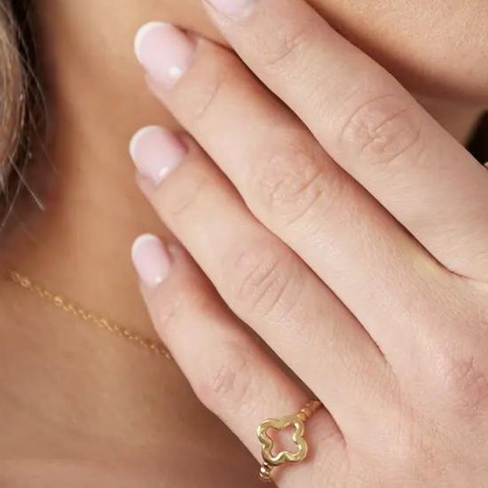 Verstelbare ring goud met open clover | bol