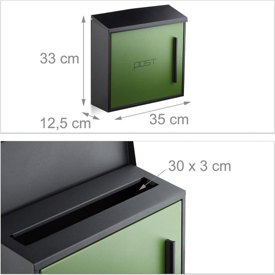 Moderne brievenbus tweekleurig design A4 formaat inworp staal groot ...