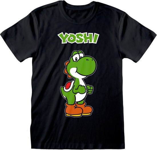 Super Mario Yoshi T-shirt zwart L Katoen - Anime, Fan merch, Gaming ...