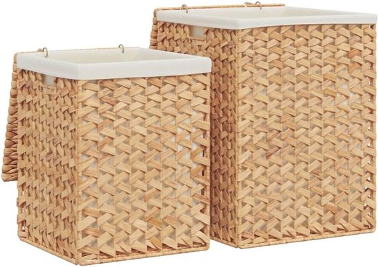 Wasmanden Set van 2 - Waterhyacint, Opvouwbare Rieten Wasmand met 3 ...