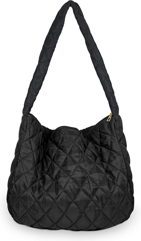 Gewatteerde nylon grote tote bag - Puffy tote bag met ritssluiting ...