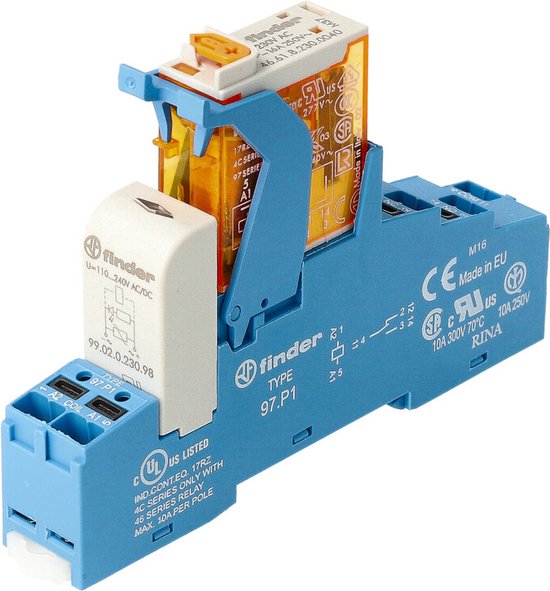 Finder 16A Interface Relais Met Insteek Terminal - 4C.P1.8.230.0060 ...