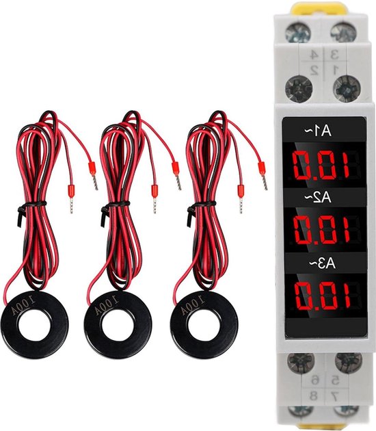Din Rail Voltmeter Ampèremeter - AC 80‑500V 1‑100A - Digitale ...
