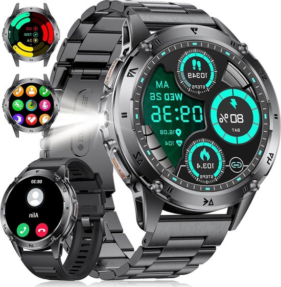 Sporthorloge Militaire smartwatch heren 530 mAh accu 143 inch AMOLED ...
