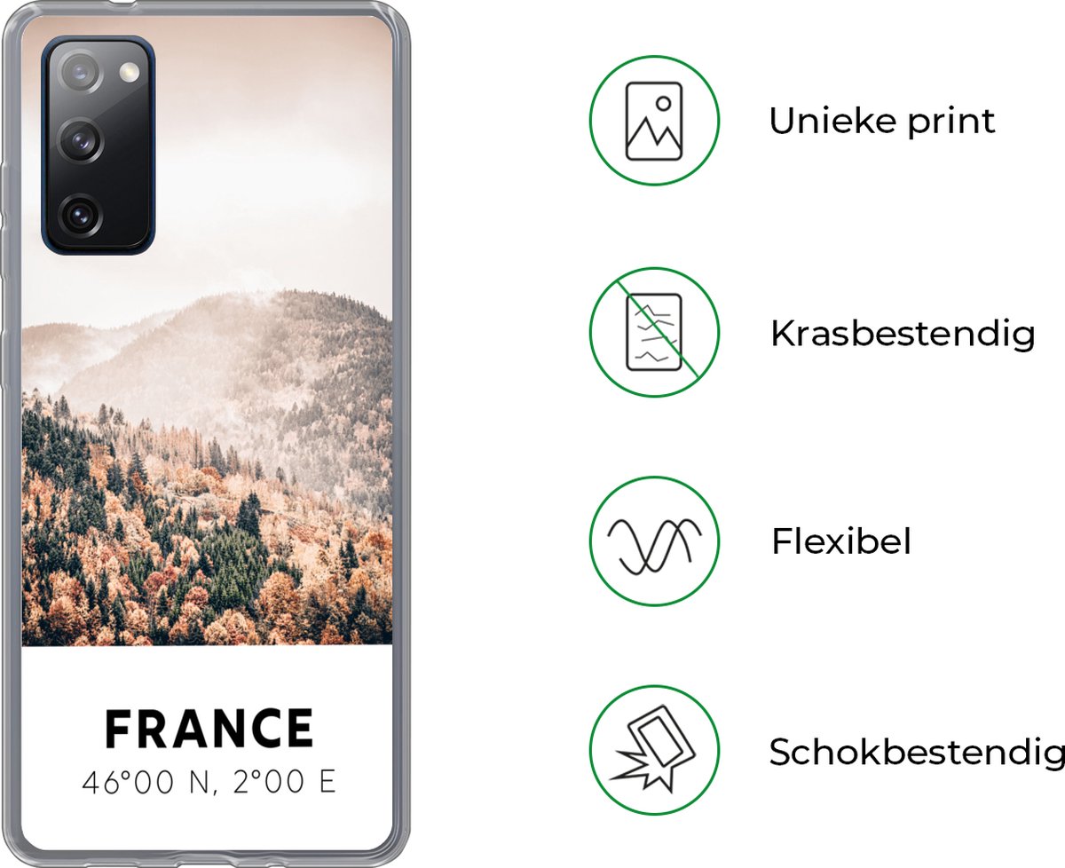 Geschikt voor Samsung Galaxy S20 FE hoesje - Frankrijk - Herfst - Bergen - Siliconen... | bol