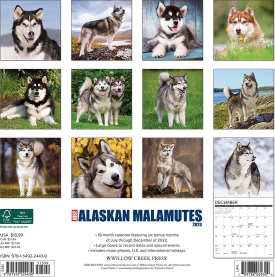 Calendrier 2023 du Malamute d'Alaska | bol