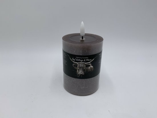 Led stompkaars taupe 10 cm met timer waskaars effect echte vlam Be ...