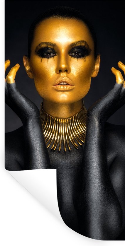 Muurstickers - Sticker Folie - Vrouw - Portret - Goud - Luxe - Zwart ...