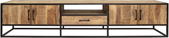 TV Meubel - Televisiekast - Industrieel - Mangohout - Zwart Stalen ...