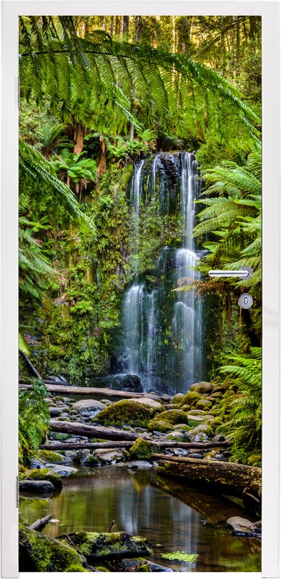 Deursticker Watervallen diep in de regenwouden van Victoria - 80x215 cm ...