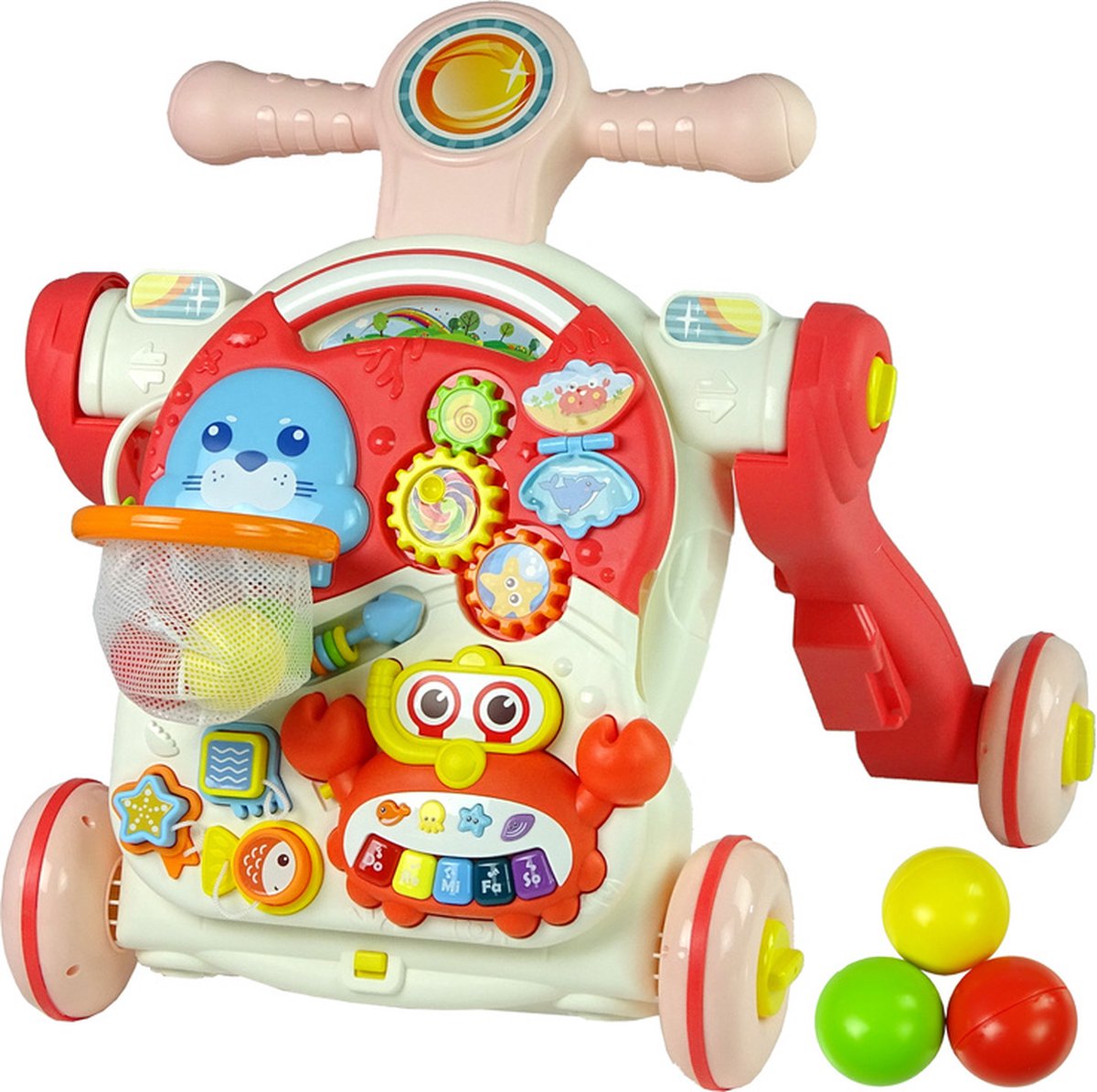 Loopwagen Baby - met Step en Fiets - 4-in-1 - Roze | bol.com