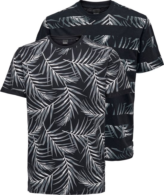 Only And Sons Onsiason Reg Aop Ss Stripe Tee 2 Pack Heren T Shirt Maat