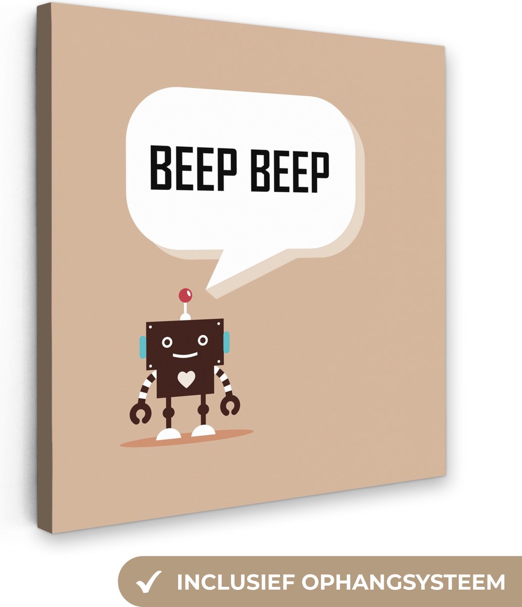 Decoratie kinderkamers - Canvas doek kids - Robot - Tekstballon ...