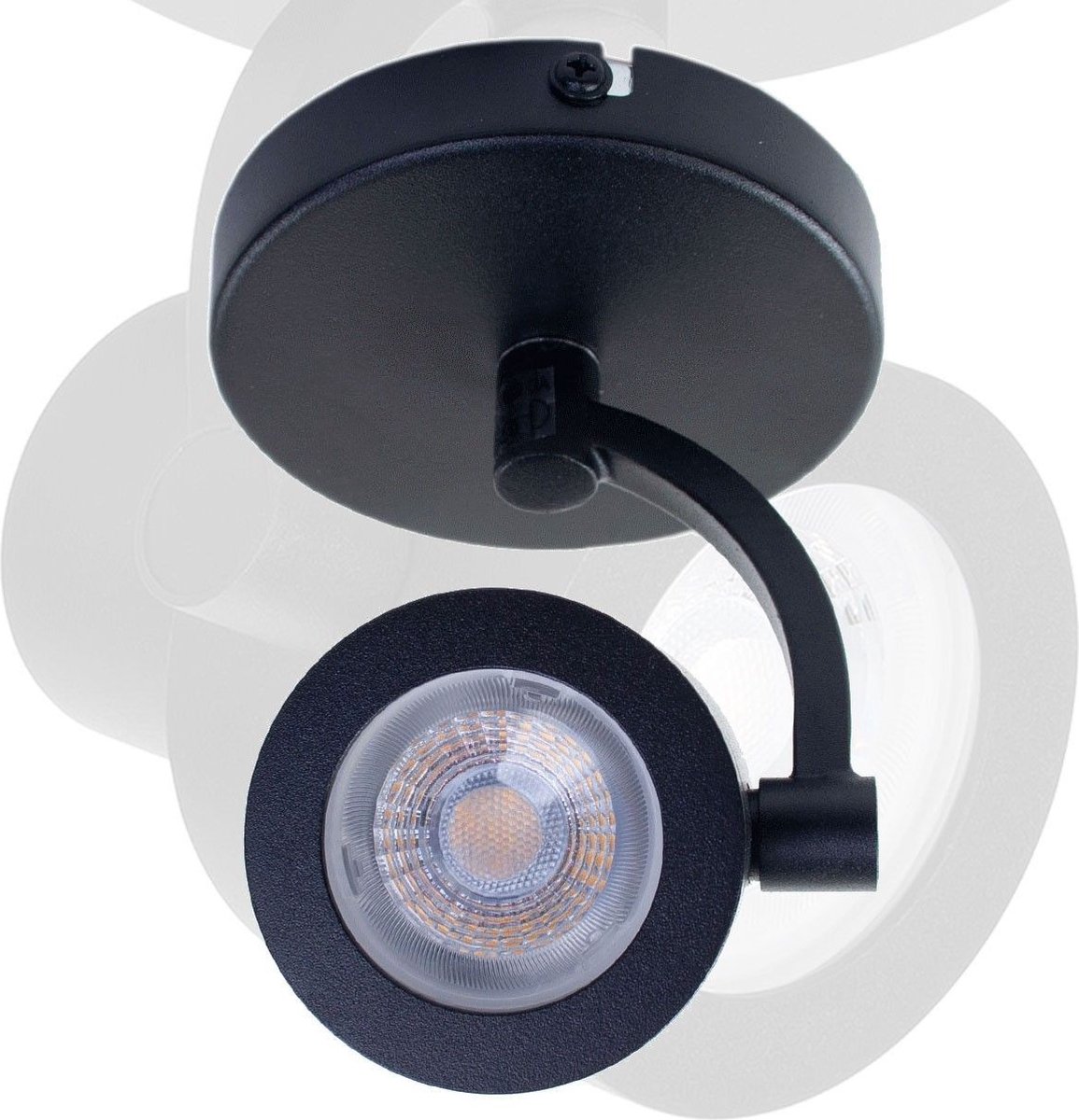 Zwarte plafondlamp Alto spots | 1 lichts | zwart | metaal | ⌀ 10 cm ...