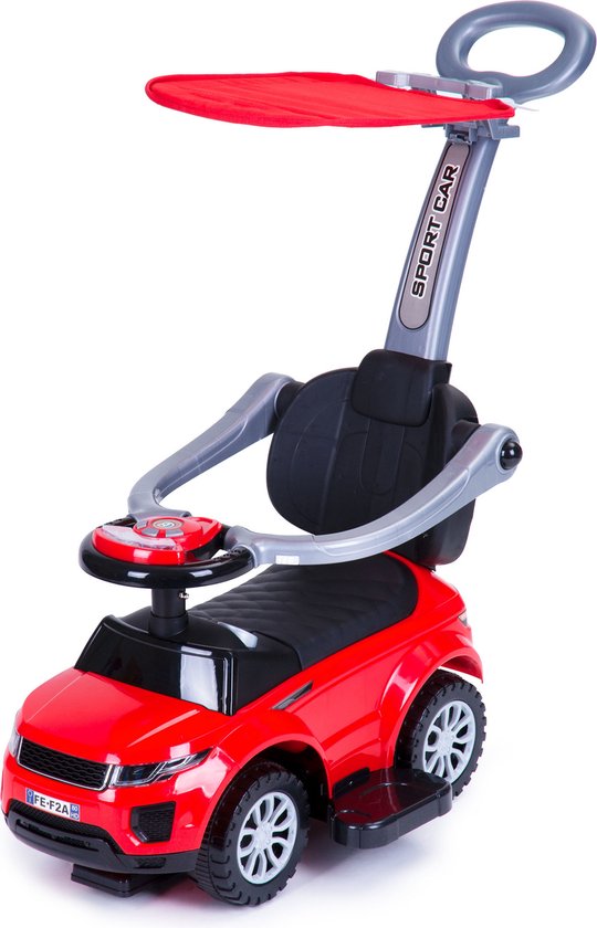 Loopwagen met duwstang + kap – Interactief – Rood | bol