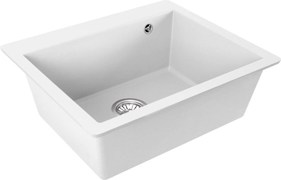 REA Lin Keukenspoelbak - Graniet - 50 x 60 x 22.5 cm - Mat Wit | bol.com