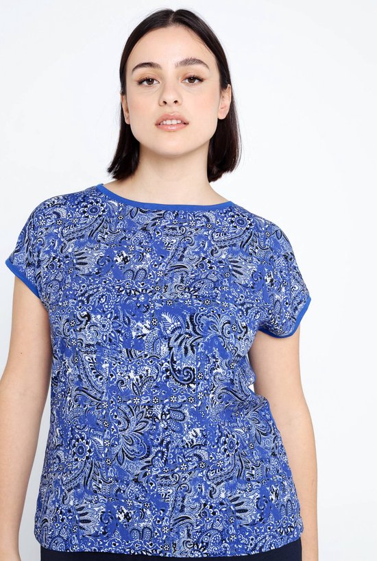 Cassis T-shirt in twee stoffen met kasjmierprint | bol