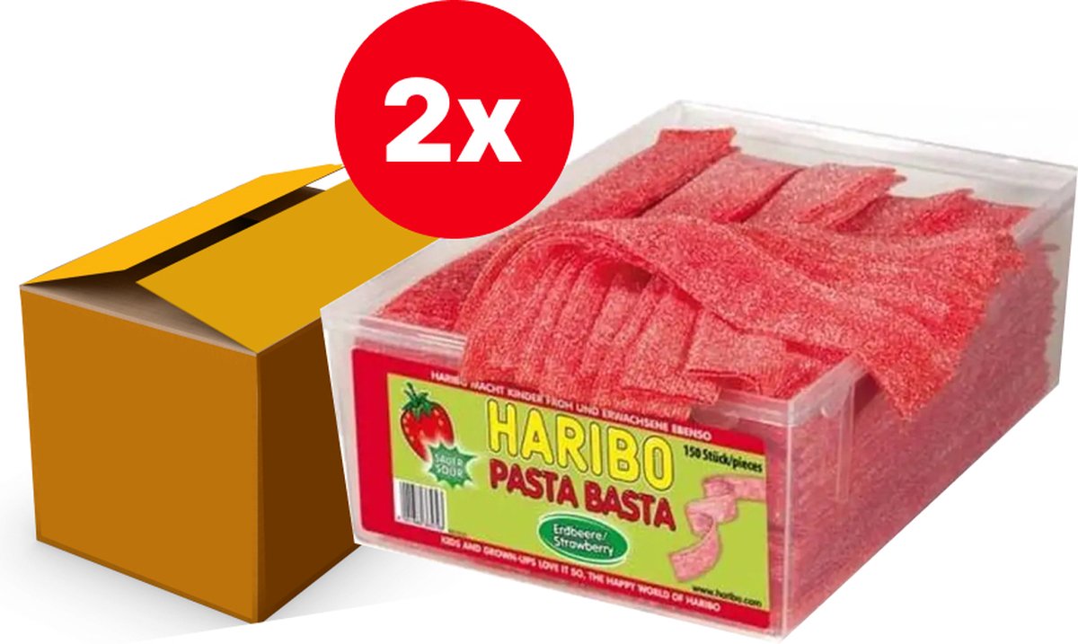 Haribo Pasta Basta Aardbei snoep - 150 stuks - 1125g x 2 | bol